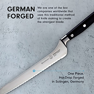 Messermeister Meridian Elite 8” Scalloped Offset Knife - Fine German Steel Alloy Blade - Rust Resistant & Easy to Maintain