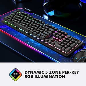 NPET S21 Wireless Gaming Keyboard and Mouse Combo, RGB Backlit Quiet Ergonomic Mechanical Feeling Keyboard, Gaming Mouse 3200DPI, for Desktop