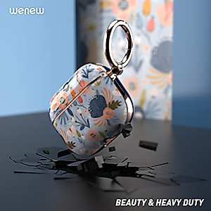 wenew case for AirPods 3, AirPod 3 case for Women, AirPods 3rd Generation case, Key Chain, LED Visible, Heavy Duty, Support Wireless Charging (Blue)