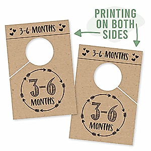 7 Rustic Baby Nursery Closet Organizer Dividers For Girls or Boys Clothing, Age Size Hanger Organization For Kid, Toddler, Infant, Newborn Clothes Must Have, Shower Registry Gift Supplies, 0-24 Months