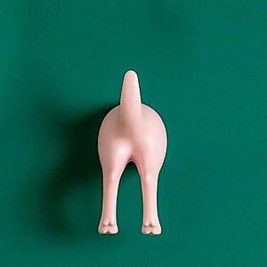 Dog Tail Hooks,Wall Mounted Dog Butt Hook Door Hanger, Hat Coat Key Leash Towel Hanger, Key Holder for Wall Rustic Decor Dog Lovers Gifts(Pink)