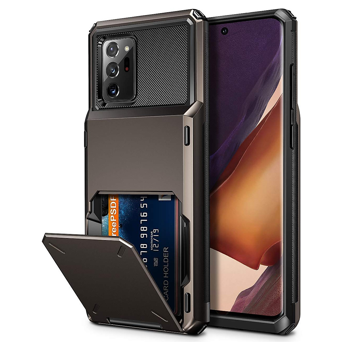 Vofolen for Galaxy Note 20 Ultra Case 5G Wallet 4-Card Flip Cover Credit Card Holder Slot Back Pocket Dual Layer Protective Hybrid Hard Shell Bumper Armor Case for Samsung Note 20 Ultra 6.9 Gun Metal