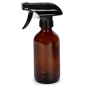 Vivaplex, 6, Large, 8 oz, Empty, Amber Glass Spray Bottles with Black Trigger Sprayers