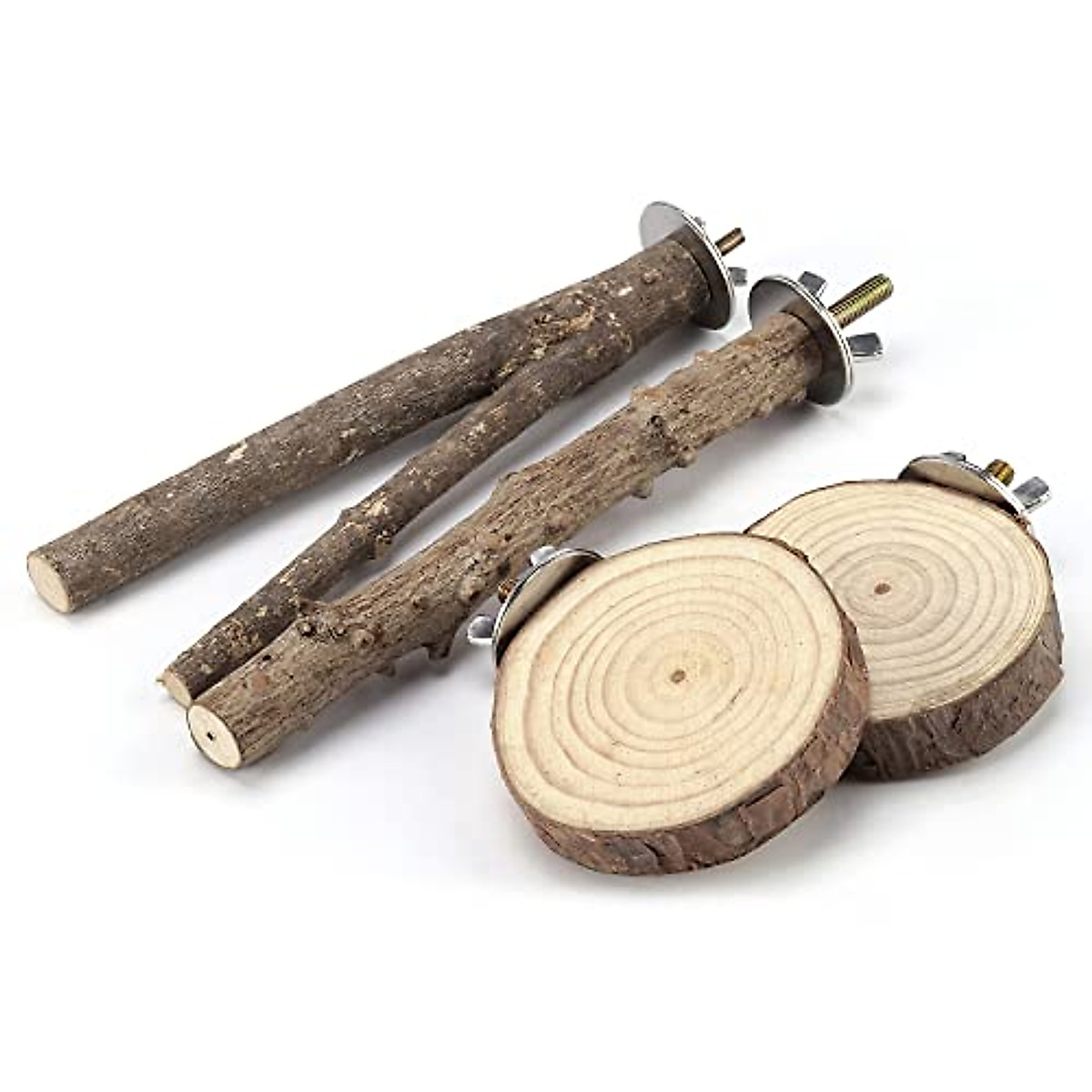 Filhome Bird Perch Stand Toy, Natural Wood Parrot Perch Bird Cage Branch Perch Accessories for Parakeets Cockatiels Conures Macaws Finches Love Birds (15CM YIOO)