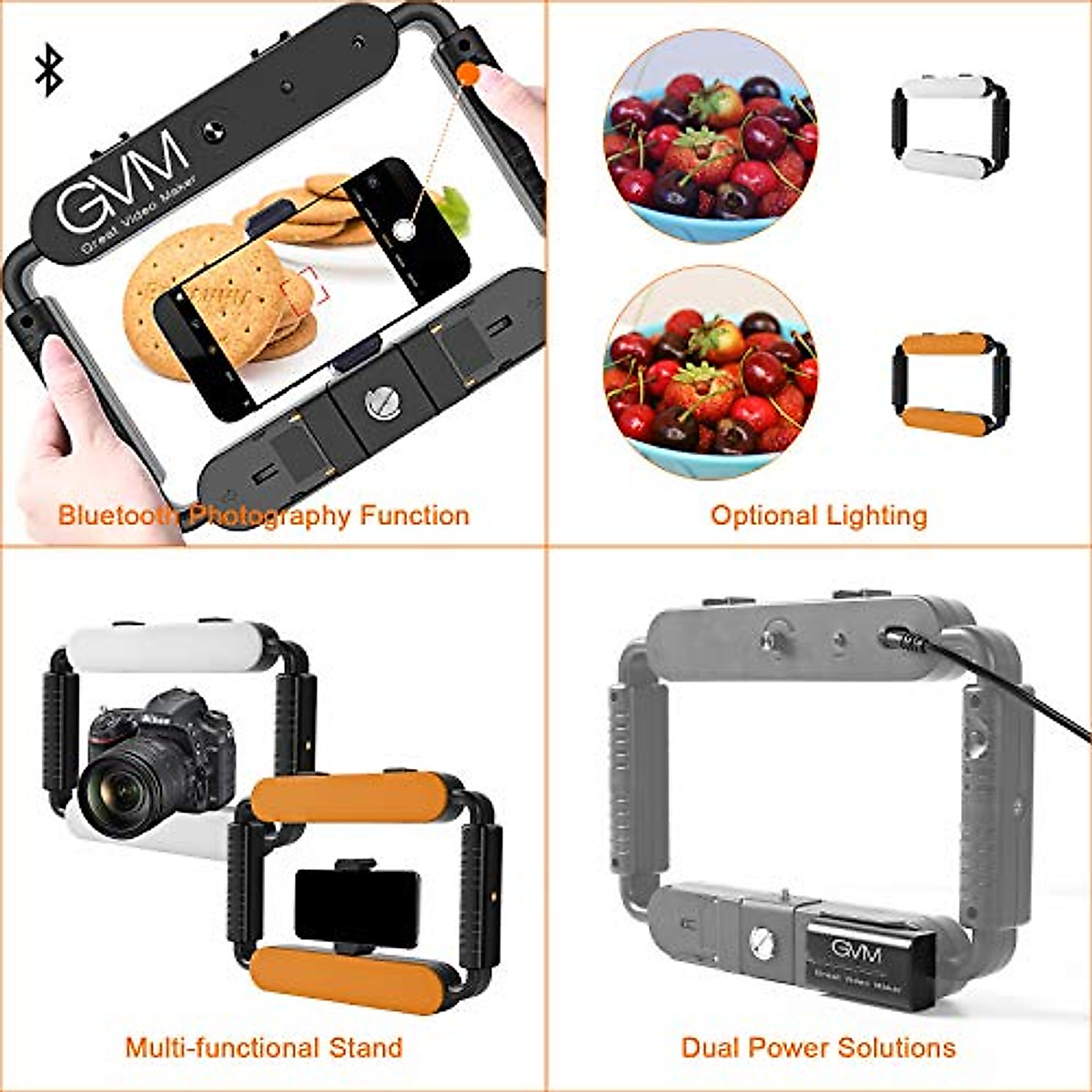 GVM Great Video Maker LED Ring Light 5600K Selfie Light, Smartphone Video Rig & Phone Video Stabilizer for Camera, Smartphone, Makeup, YouTube Setup, Self-Portrait Shooting with Bluetooth