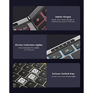 Samsers Foldable Bluetooth Keyboard with Numeric Keypad, Full-Size Wireless Folding Keyboard with Backlight, Portable Travel Keyboard for iOS Android Windows Mac OS, Support 3 Device(BT5.1 x 3), Gray