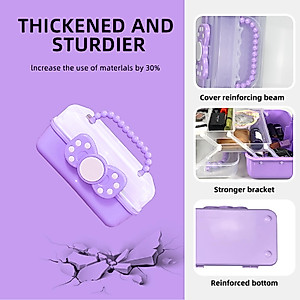 Rictine 10.6in 3-Layer Multipurpose Storage Box Art Craft Organizer Storage Box Kids Clear Plastic Portable Storage Box/Tool Box with Handle for Sewing,Cosmetic,Medicine,Nail,Hair Accessories