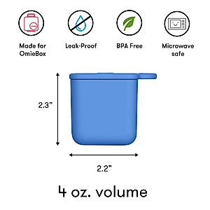 Omie OmieBox (2 pack) Leakproof Dips Containers To Go, Salad Dressing Container, Condiment Container with Lids - Food Safe Silicone - 4 ounces (Sea Blue/Green)