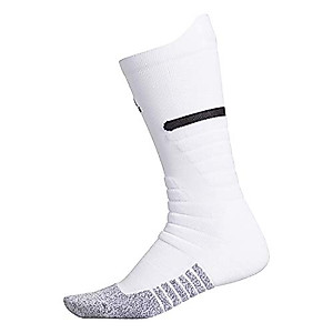 adidas Unisex Adizero Football Cushioned Crew Socks (1-Pair), White/Black, Large