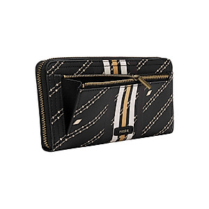 Fossil Women's Logan Faux Leather Wallet RFID Blocking Zip Around Clutch with Wristlet Strap, Print (Model: SL7828104)