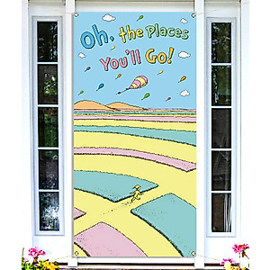 Oh The Places You'll Go Door Cover Graduation Party Decor Front Door Porch Banner Photography Decoration