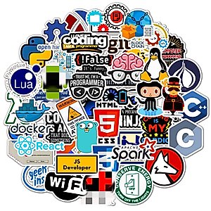 Tuqiso Programming Stickers for Developers, Coders, Programmers, Hackers, Geeks, and Engineers,Developper Stickers for Laptop (50 pcs)