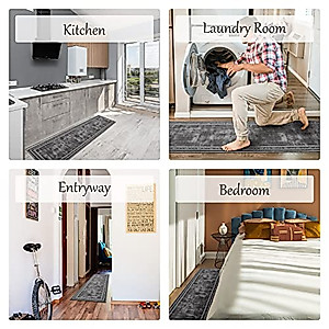 PADOOR Area Rug for Living Room Bedroom - 5x7 Feet Neutral Rug with Non-Slip Latex Backing Non Shedding Loop Pile for Dining Room Office Home Decor Gray