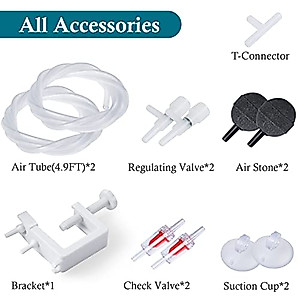 FEDOUR Mini Aquarium Air Pump, 20GPH 48GPH Fish Tank Hang on Oxygen Pump, Ultra Quiet Aquarium Bubbler for up to 62 Gallon Fish Tank