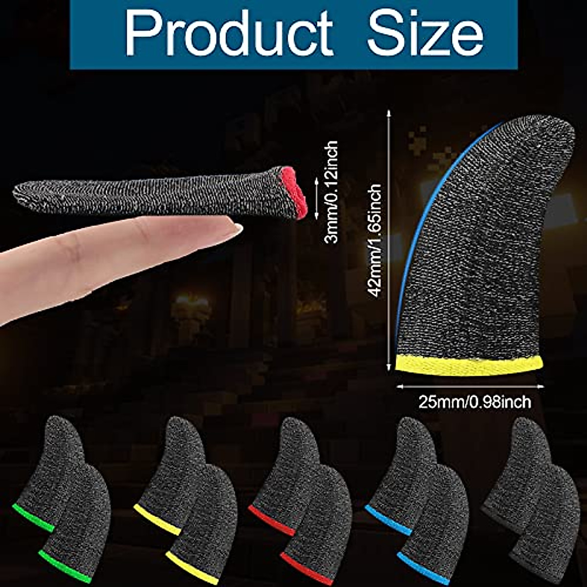 SATINIOR 60 Pieces Gaming Finger Sleeves Mobile Game Controllers Silver Fiber Finger Sleeve Breathable Anti-Sweat Seamless Touchscreen Finger Thumb Sleeve Smooth Finger Protector for Phone Tablet