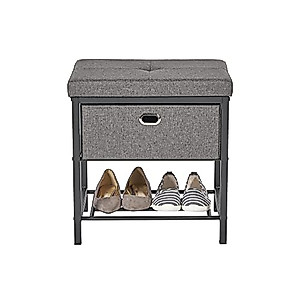 neatfreak Storage Bench Seat with Drawer - Single Seat Entryway Bench with Shoe Storage Rack - Home Decor Storage Stool Perfect for Mudroom, Foyer or Foot Rest - 13 x 18 x 19 inch