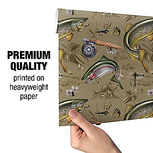 GRAPHICS & MORE Trout Stream Fish Fly Fishing Rod Reel Gift Wrap Wrapping Paper Rolls