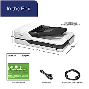 Epson DS-1630 Document Scanner: 25ppm, TWAIN & ISIS Drivers, 3-Year Warranty with Next Business Day Replacement