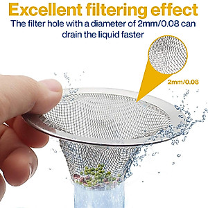 Bathroom Sink Strainer 2 Pack 2.75 & 2 "Inch At The Top I Drain Strainer Hair Catcher for Kitchen I Shower Bathtub Mesh Stainless Steel Stopper I Sink Traps Bathroom & Laundry Sink Drain Basket Filter