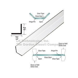 Gordon Glass® Crystal Clear Shower Door L-Shape Polycarbonate w/Pre-Applied Tape - 73" Long