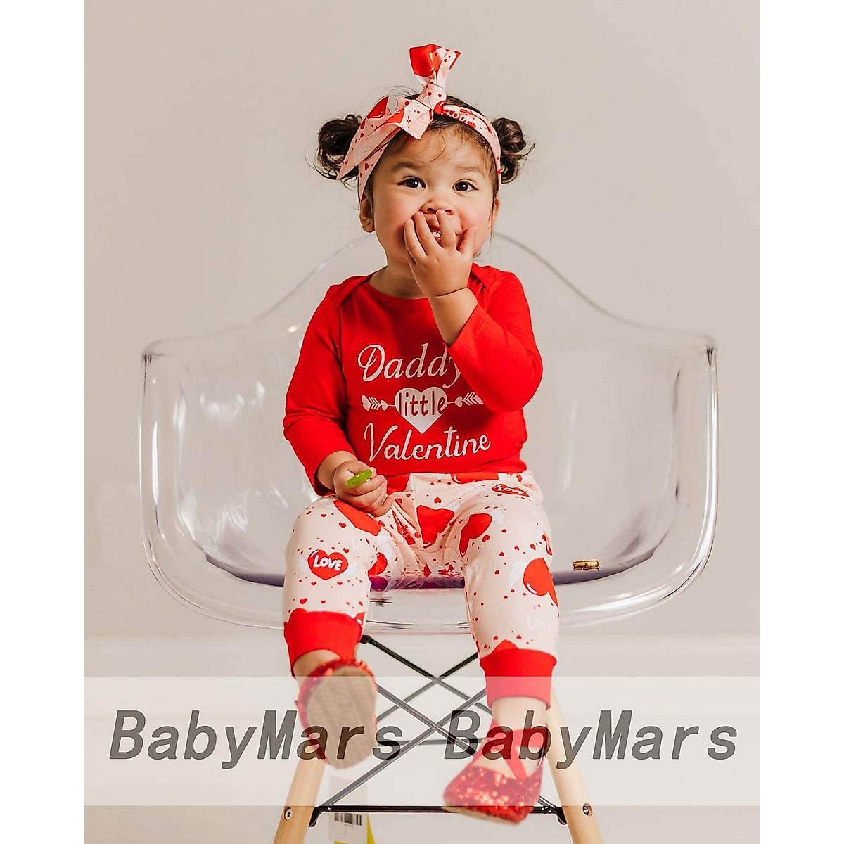 Newborn Baby Girls Valentines'Day Daddy's Little Valentine Outfits Clothes(0-3Months) Red