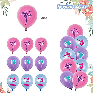 Gymnastics Party Decorations, Gymnastic Birthday Party Supplies with Birthday Banner, Honeycomb Centerpieces, Gymnastics Party Latex Balloons for Girls Gymnastics Theme Dance Party (A)