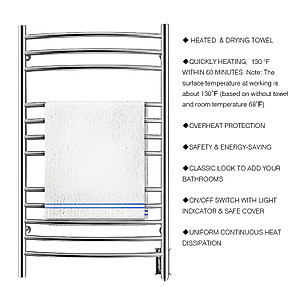 HEATGENE Towel Warmer Wall Mount Electric Plug-in/Hardwired Heated Towel Rack Mirror Polish