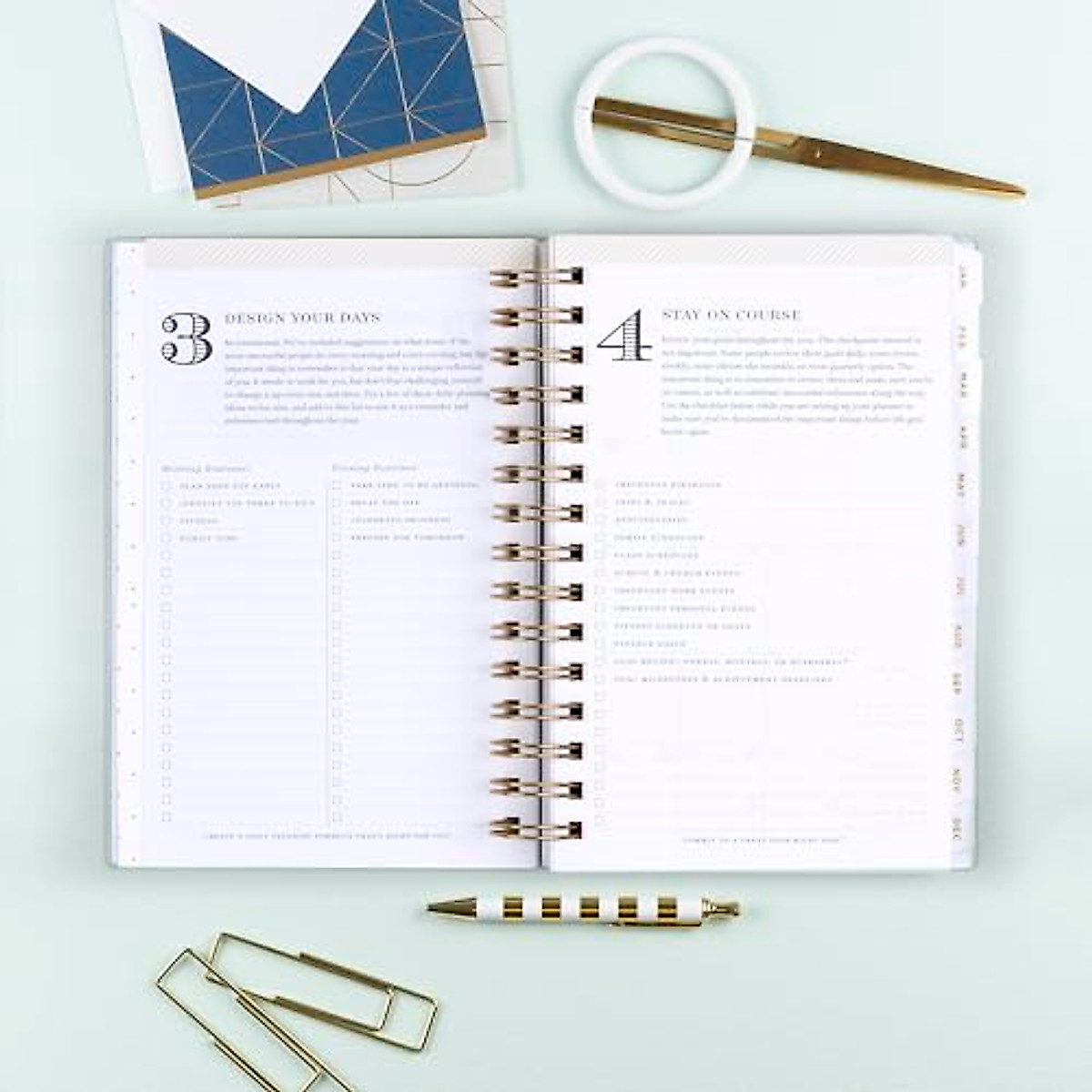 Day Designer for Blue Sky 2024 Daily and Monthly Planner, 5" x 8", Frosted Cover, Wirebound, Navy Stripe (103623-24)