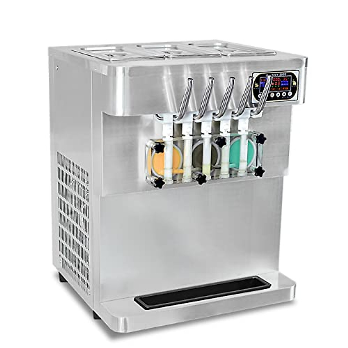 Kolice Commercial 5 Flavors Soft Ice Cream Machine, 3+2 Mixed Flavors Gelato Ice Cream Maker-ETL Certificate, Upper Tanks Refrigerated, Full Transparent Dispenser Set
