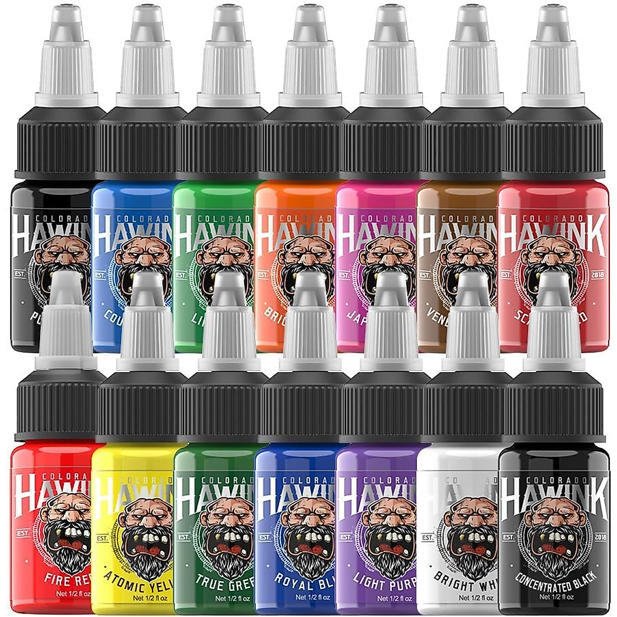 Hawink Tattoo Ink Set 1/2 oz (15ml) Tattoo Supply 14 Colors Pigment Kit Ink USA TI203-15-14