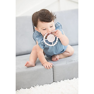 Bella Tunno Happy Teether for Girls– Soft & Easy Grip Baby Girl Teether Toy, Silicone Teether Ring to Help Soothe Gums, Non-Toxic and BPA Free, Little Sis