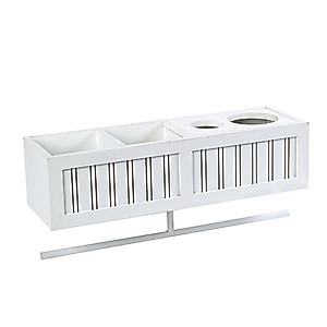 Beauty Wall Shelf with Towel Bar (White)