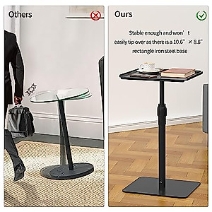 18" to 29.5" Height Adjustable End Table, Modern Metal Nightstand Furniture for Living Room Bedroom Dorm Office, Place Drinks, Snacks, Books, Meals, Plates, Remotes, Magazines, Phones on The Top