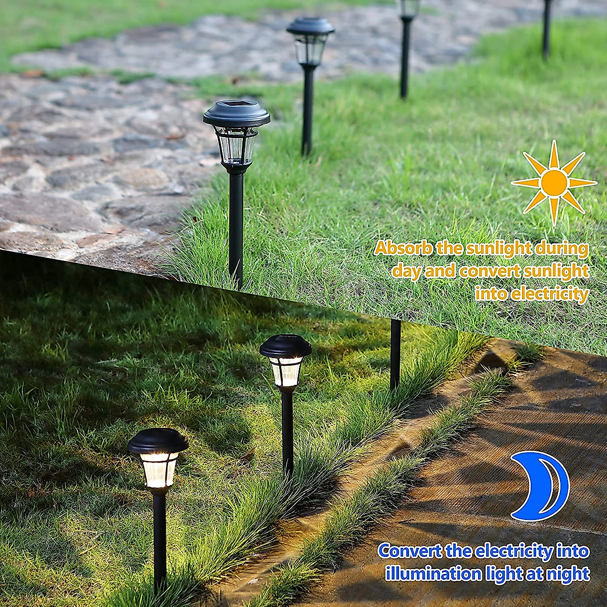 MAGGIFT 8 Pack Solar Ground Lights Outdoor, Disk Light 8 LED Cool White + 4 LED Blue, Waterproof Solar Powered Lights, In-Ground Walkway Deck for Pathway Driveway Landscape Garden Patio, Lawn, Yard