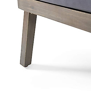 Christopher Knight Home Carlos Outdoor Acacia Wood Club Chairs with Cushions (Set of 2), Gray Finish, Dark Gray