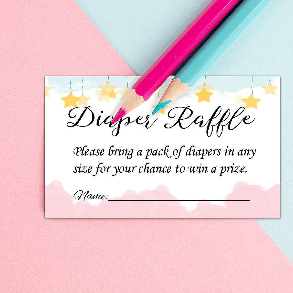 Antgiftshop Little Star Baby Shower Diaper Raffle Cards, Twinkle Little Star Diaper Raffle Ticket, Gender Neutral Baby Shower Girl or boy Diaper Raffle Tickets.
