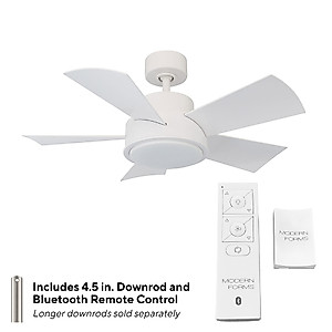 Vox Indoor and Outdoor 5-Blade 38in Smart Ceiling Fan in Matte White with 3000K LED Light Kit and Remote Control works with Alexa and iOS or Android App