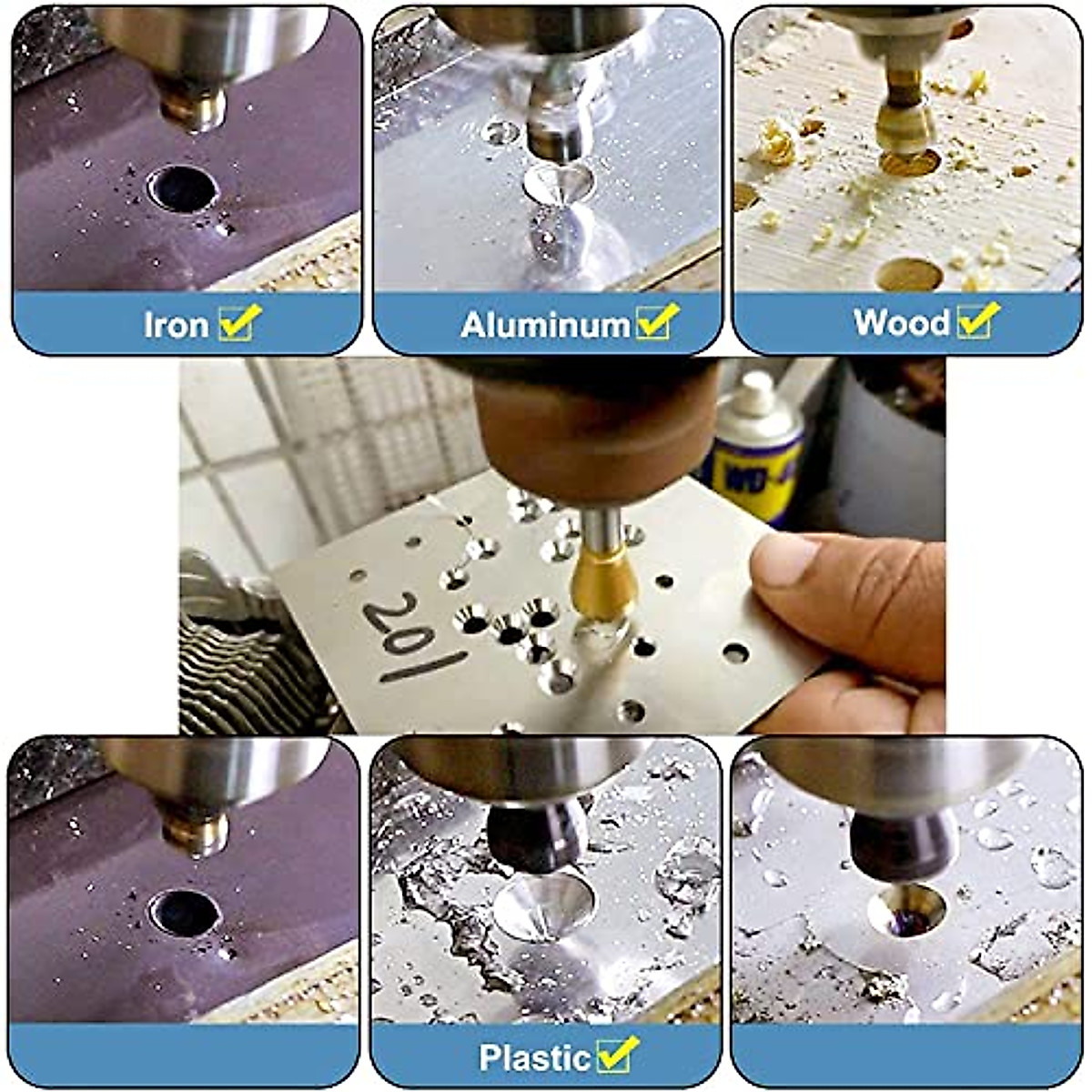 KEWAYO 4pcs Titanium Coated Countersink Chamfer Tool Deburring Tool Set Metal Wood Drill Bits Zhongbo Business