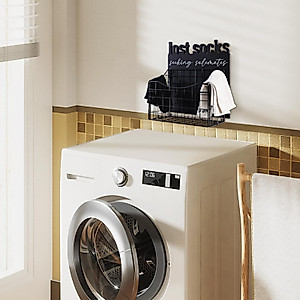 TSIMHOMED Lost Socks Basket - Creative Laundry Room Organization and Decor, Black Metal Lost Socks Laundry Sign, Housewarming Gifts