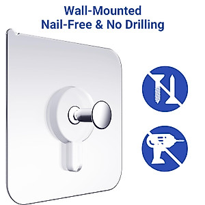 Picture Hangers Without Nails, Nail Free Wall Hangers,20 Counts Adhesive Wall Hooks for Hanging with Waterproof and Oilproof,13 lbs Load Max