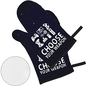 Choose Your Weapon Gamer Oven Mitts and Pot Holders Set of 4 Kitchen Set for Cooking