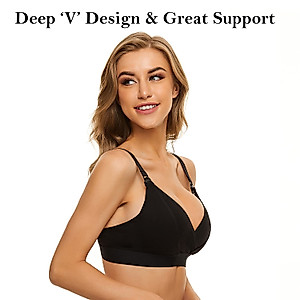 Pumping Bra Hands Free Pumping and Nursing Bra, Adjustable Wireless Comfortable Breast Pumping Bra Fits Breast Pumps, Small-XX-Large (Black, Medium)