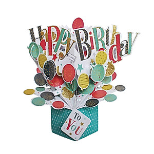 Second Nature Pop Ups Second Nature Birthday Balloons Pop Up Greeting Card - POP169,Multi Colour,20cm x 20cm