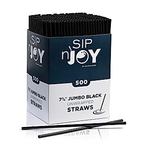 [1000-Pack] Plastic Straws - 7.75 Inches Long, Drinking Straws, Standard Size, Bulk Pack, Black (2 Boxes of 500 Straws)