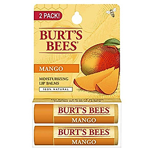 Burt's Bees Lip Balm - Mango, Lip Moisturizer With Responsibly Sourced Beeswax, Tint-Free, Natural Origin Conditioning Treatment, 2 Tubes, 0.15 oz.