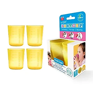 Babycup First Cups Open Baby Cup for Sipping, Baby Weaning Cup, Toddler Trainer Cup, Mini Size, Open Cup for Babies Weaning and Baby Led Weaning, 50ml Baby Cups 4m+, Fully Recyclable (4pk Yellow)