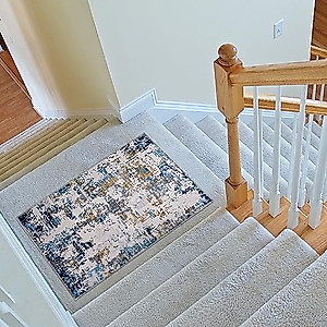 Fashriend Katina Door Mat Rug-2'×3' Machine Washable Area Rug Non Slip Modern Abstract Rug Pad Small Boho Rug for Living Room Dining Laundry Room Bedroom Bathroom Kitchen Classroom Office-Colorful