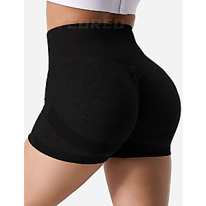 YEOREO Professional Women Workout Shorts 3.6" Scrunch Shorts Seamless High Waisted Contour Gym Yoga Biker Shorts Black Night