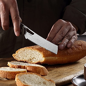 SHOOZIZ Folding Serrated Bread Knife - 3.8 Inch - XUN Series 119-D2 Steel - inen Mikta Handle - Japanese-style - Outdoor Camping - pocket knife