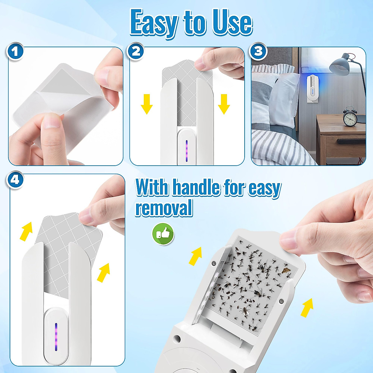 Qualirey 20 Pack Flying Insect Trap Refill Compatible with BugMD No Buzz Zone Bug Trapper, Refill Glue Boards, Adhesive Fly Trap Refills Pad for Insect Bug Mosquito Gnat Fruit Fly Catcher Indoors